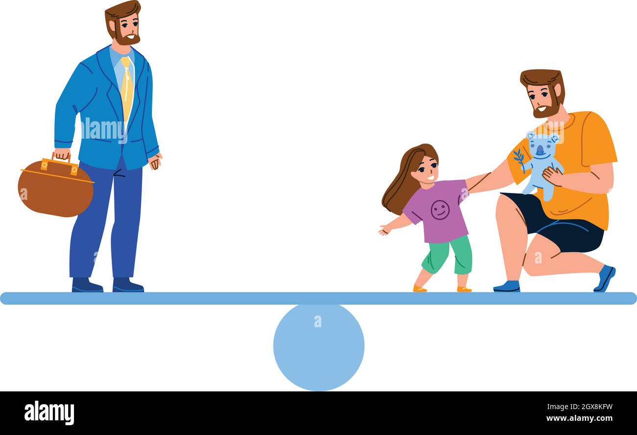 Man Work Career And Family Life Balance Vector Stock Vector Image & Art ...