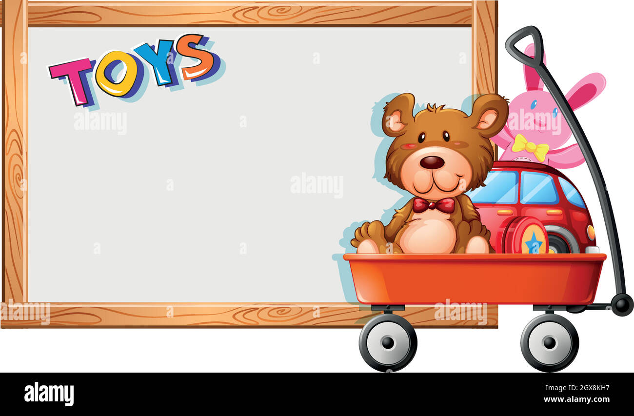Frame template with toys on red wagon Stock Vector Image & Art - Alamy