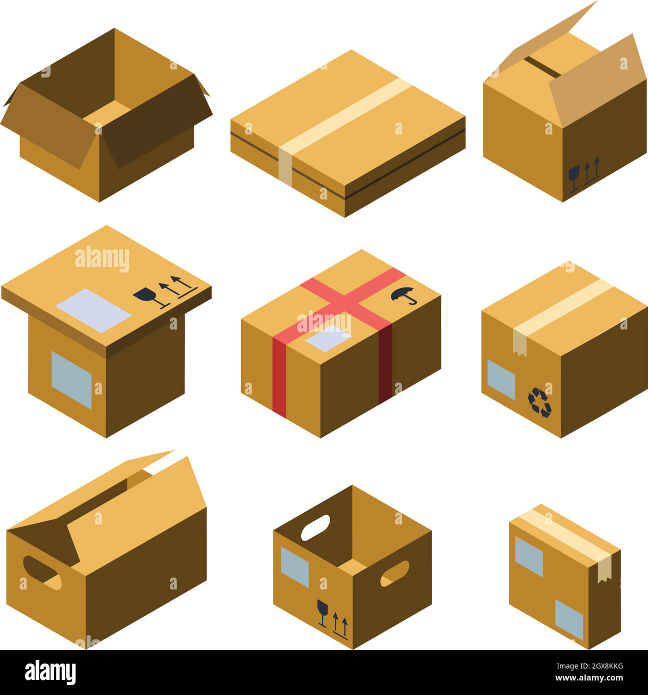 Cardboard Box Different Size Collection Set Vector Stock Vector Image ...