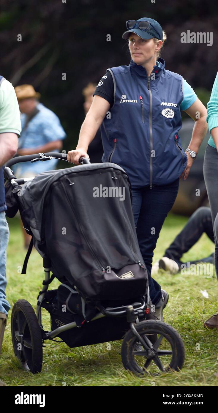 Zara Phillips with baby Mia Grace Tindall in a pushchair during the ...