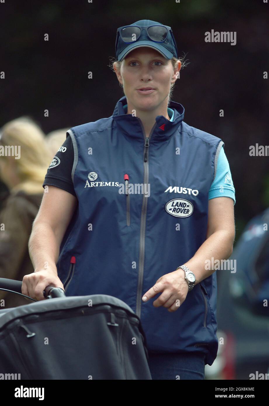 Zara Phillips with baby Mia Grace Tindall in a pushchair during the ...