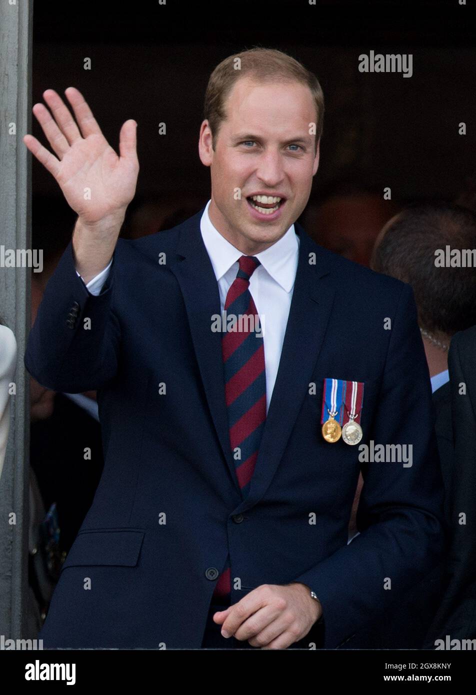 Prince William, Duke of Cambridge waves from the balcony as he attends ...