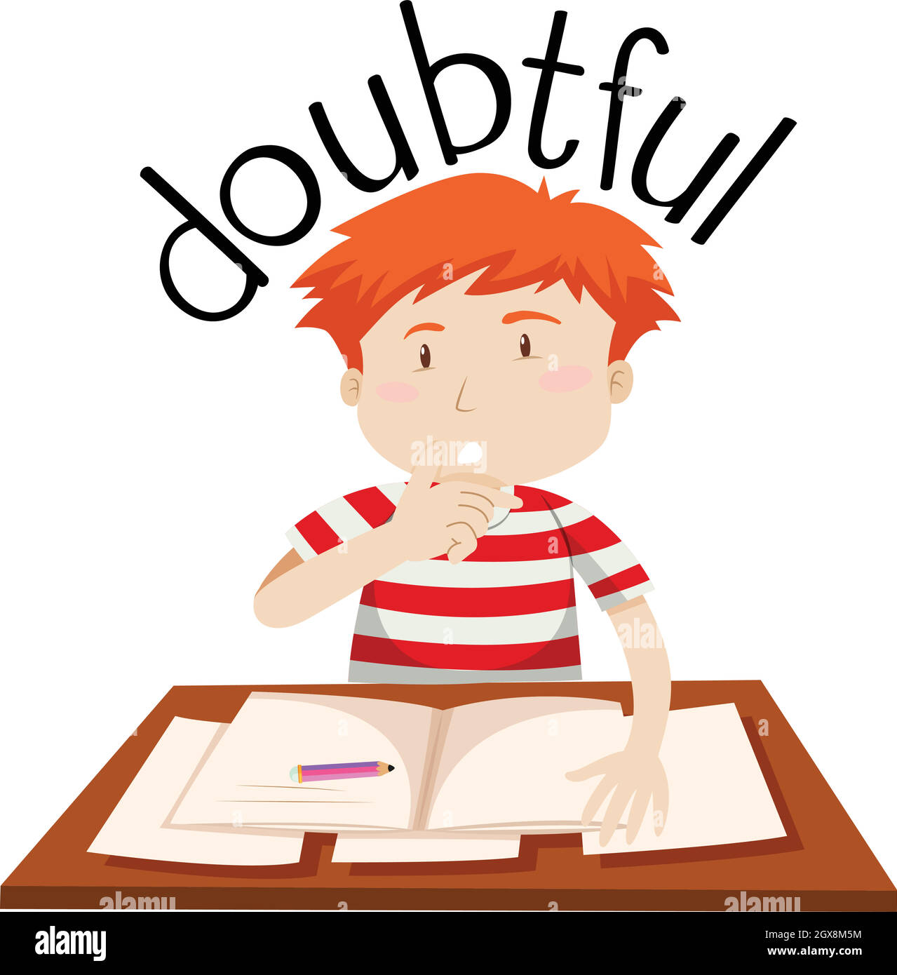 A doubtful boy on white background Stock Vector Image & Art - Alamy