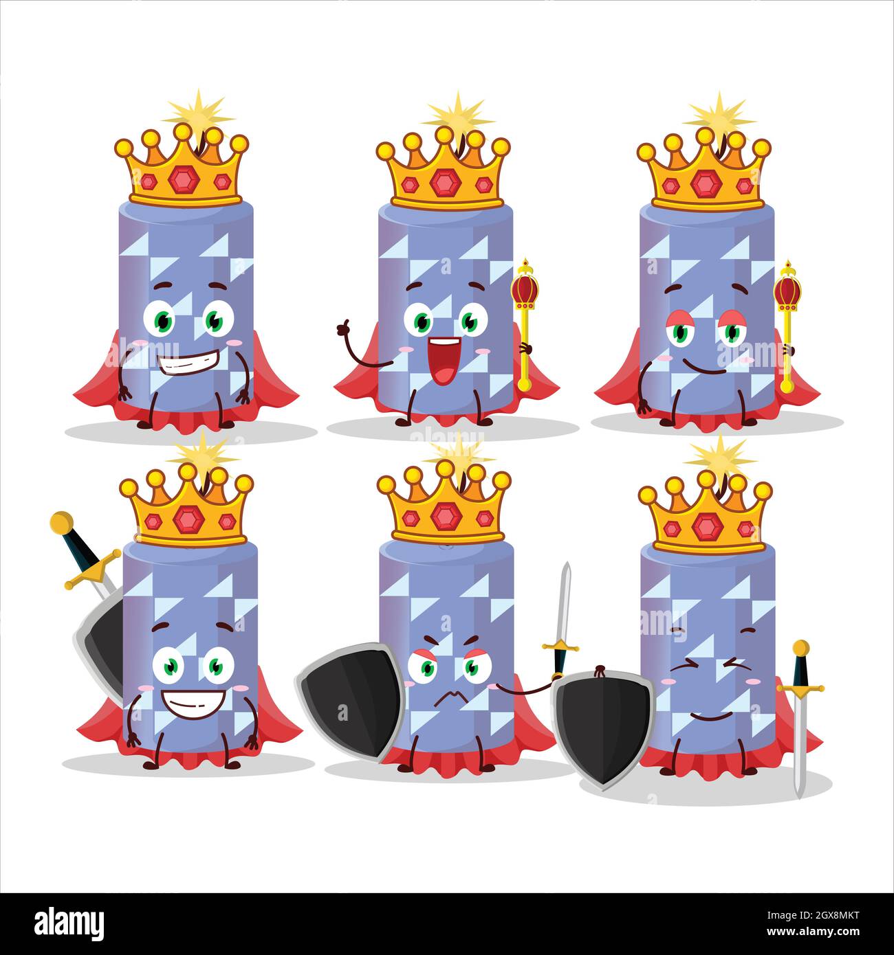 A Charismatic King light blue firecracker cartoon character wearing a ...