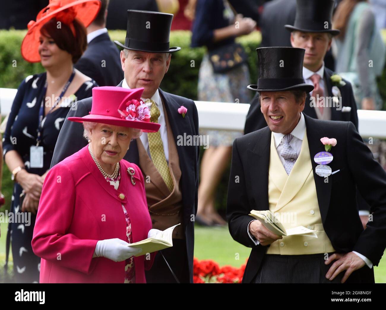 Queen Elizabeth ll, Prince Andrew, Duke of York and racing manager John ...
