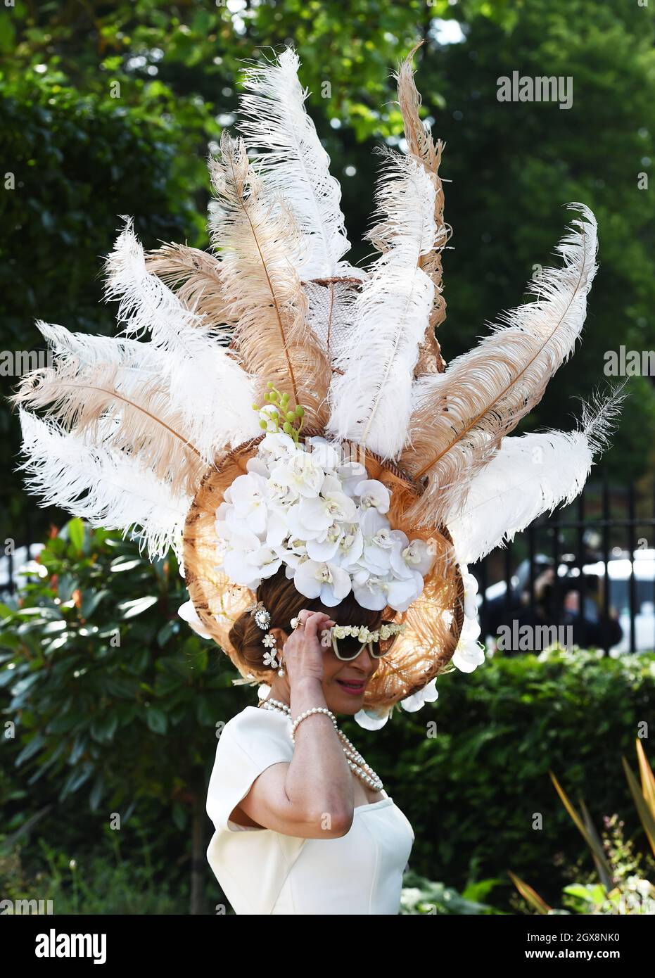 Racegoer Ines Hernandez Tallaj in a striking hat attends Ladies Day at ...