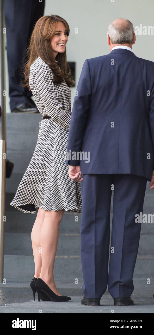 Catherine, Duchess of Cambridge, wearing a Ralph Lauren dress and ...