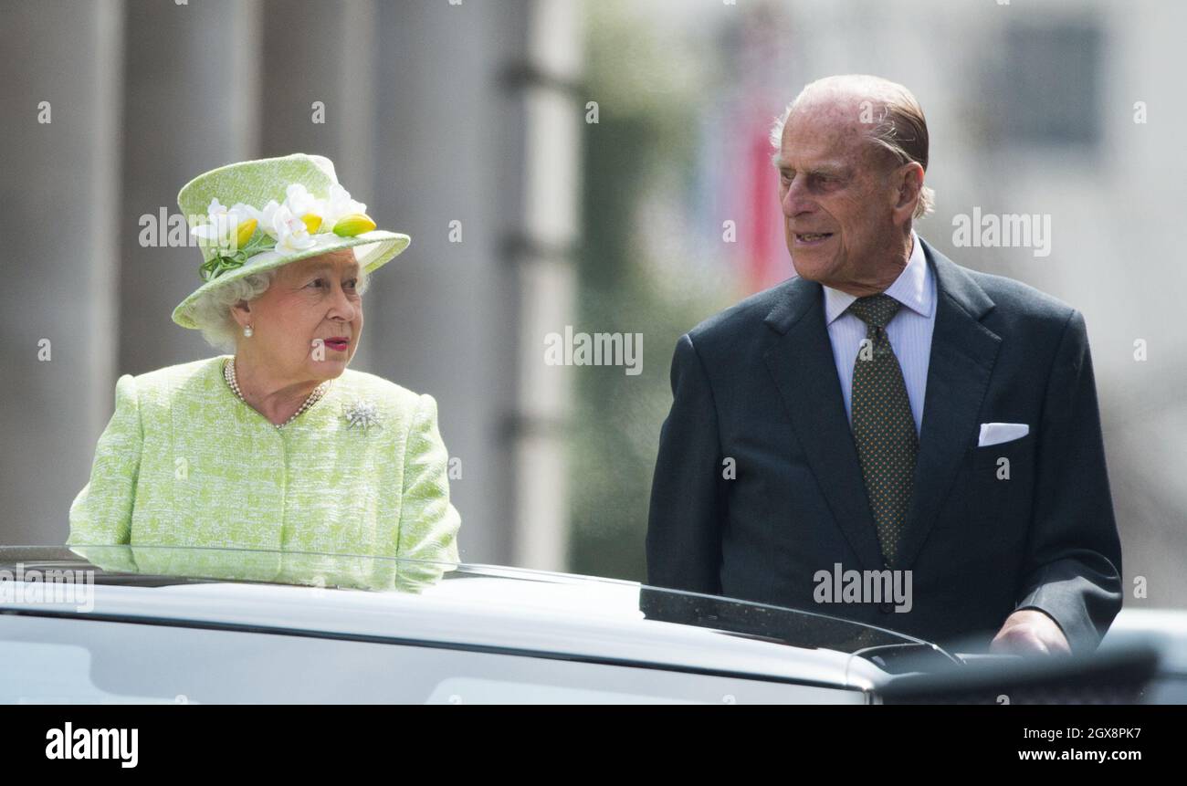 Queen Elizabeth ll, accompanied by Prince Philip, Duke of Edinburgh ...