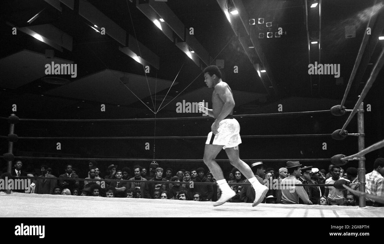 Heavyweight boxer Muhammad Ali trains for his fight against Oscar ...