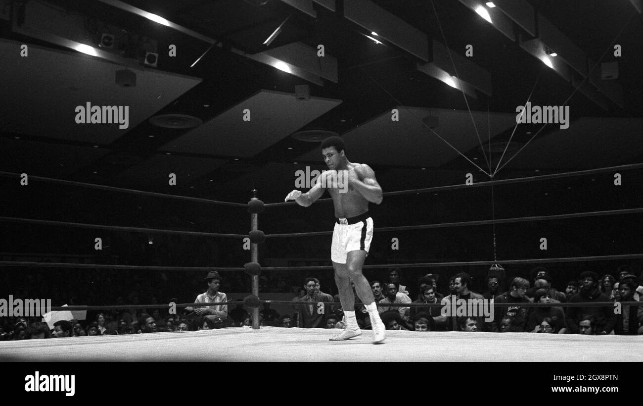 Heavyweight boxer Muhammad Ali trains for his fight against Oscar ...