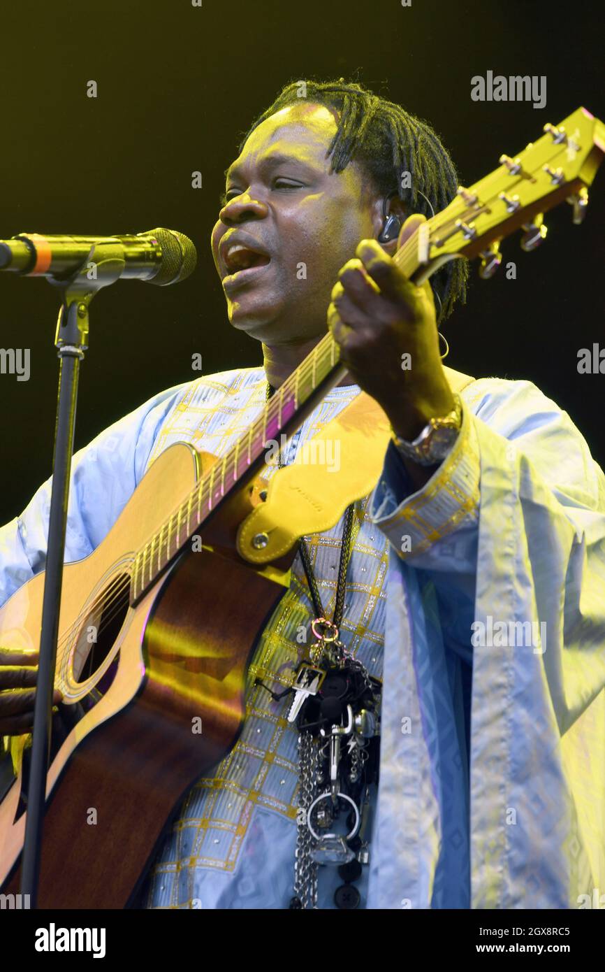 Senegalese singer Baaba Maal performs at the WOMAD festival held at ...