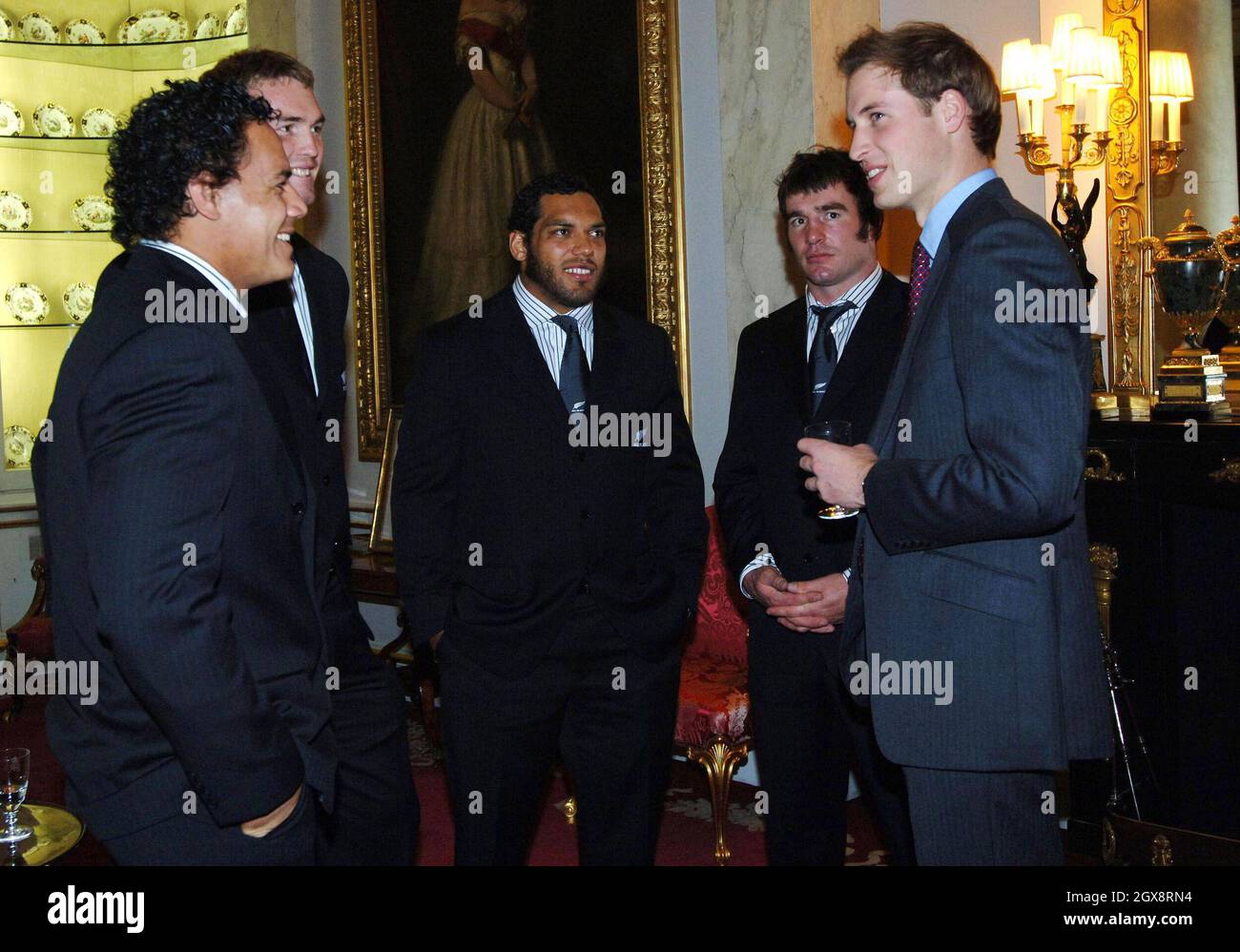 Prince William speaks with members of the All Blacks, New Zealand rugby ...