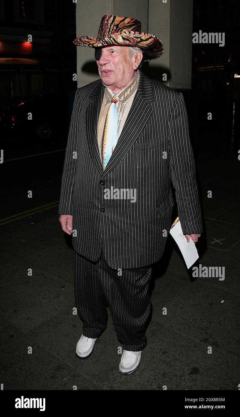George Melly arriving at the Mo Mowlam memorial service at the Theatre ...