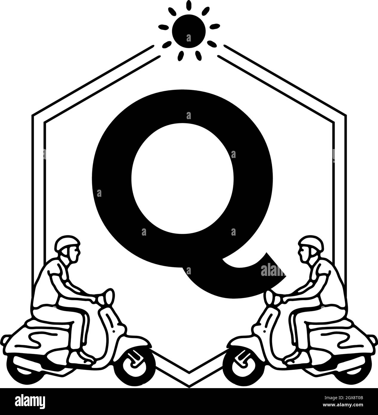 Scooter line art with Q initial letter design Stock Vector Image & Art ...