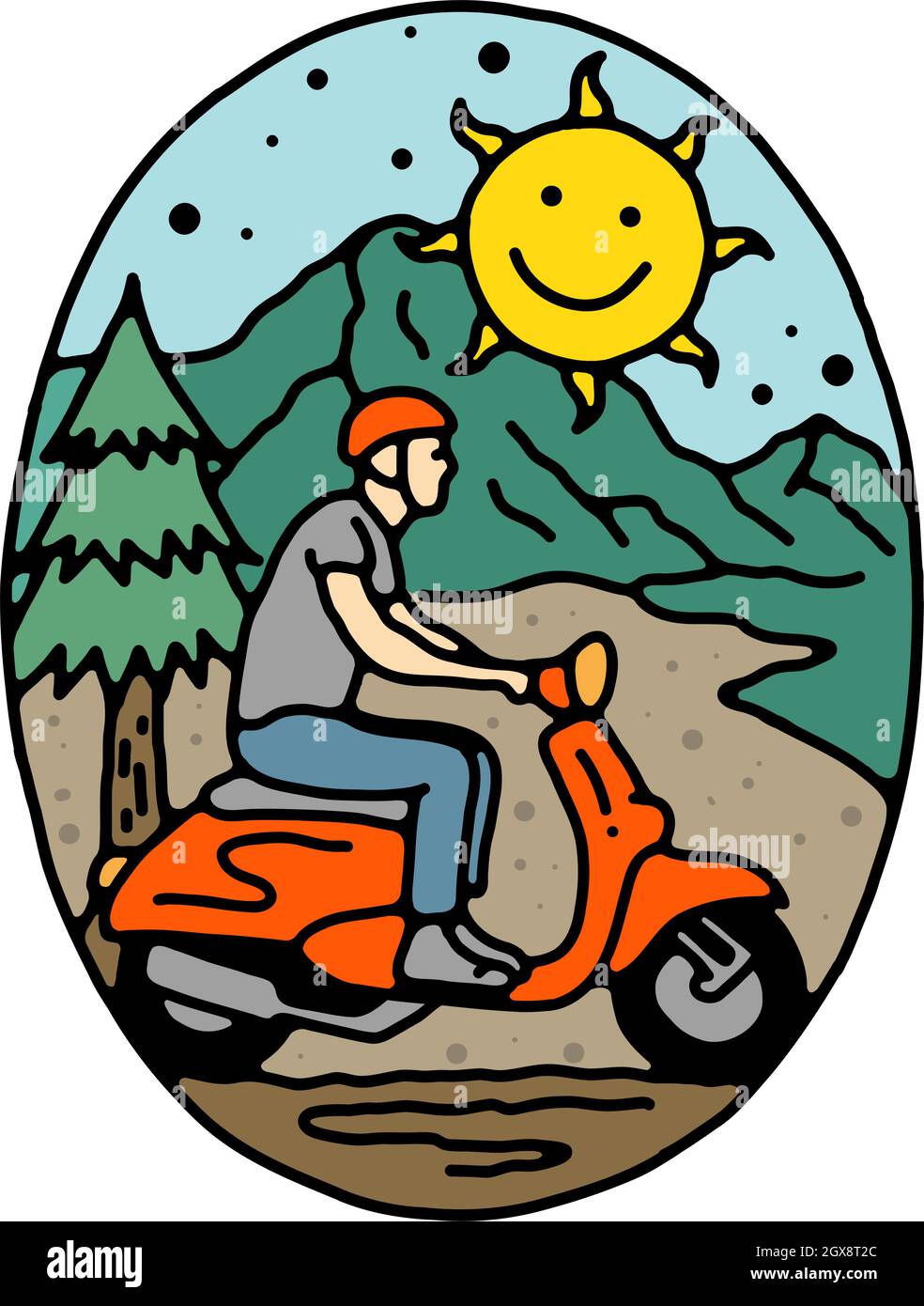 Scooter set color collection Stock Vector Images - Alamy