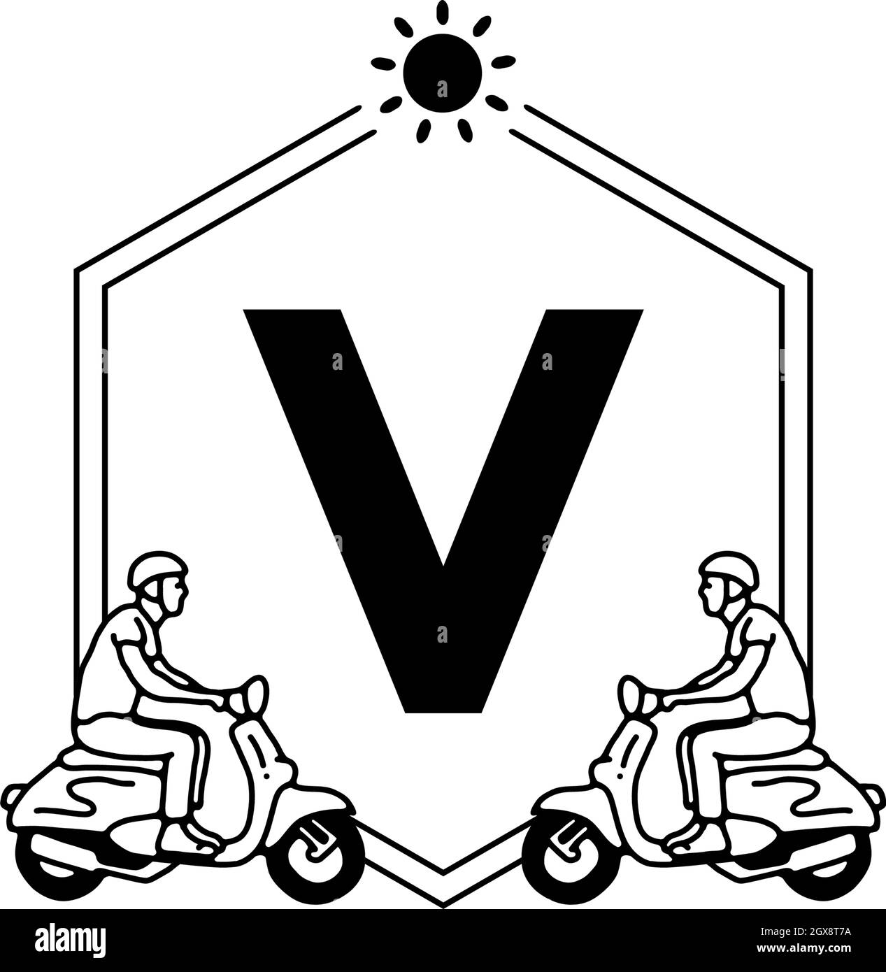 Scooter line art with V initial letter design Stock Vector Image & Art ...