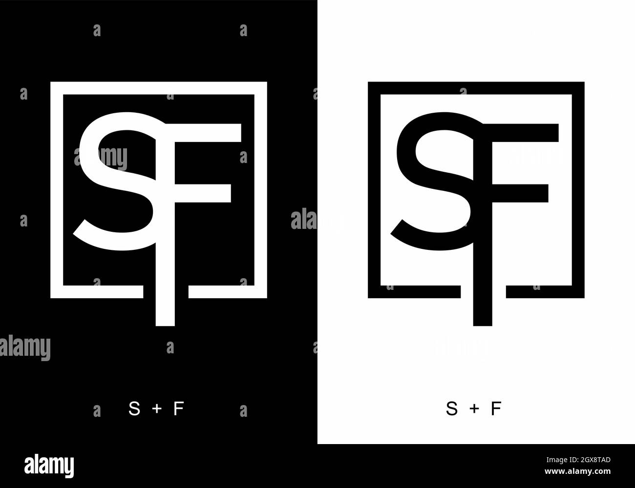 Black and white color of SF initial letter design Stock Vector Image ...