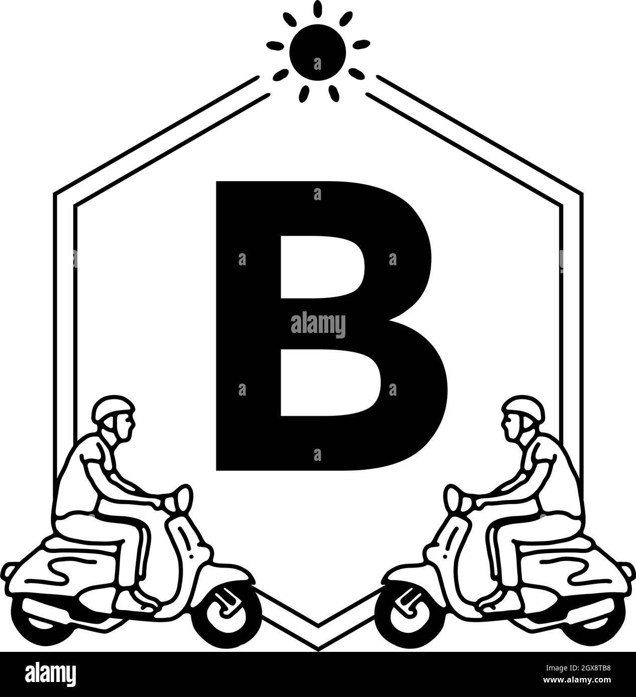 Scooter line art with B initial letter design Stock Vector Image & Art ...