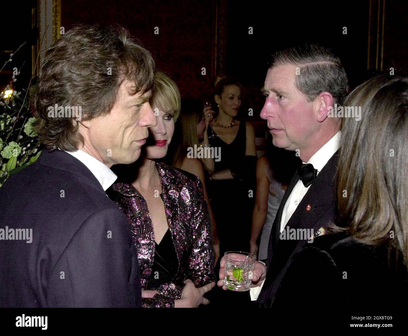 The Prince of Wales with Mick Jagger and Joanna Lumley during the ...