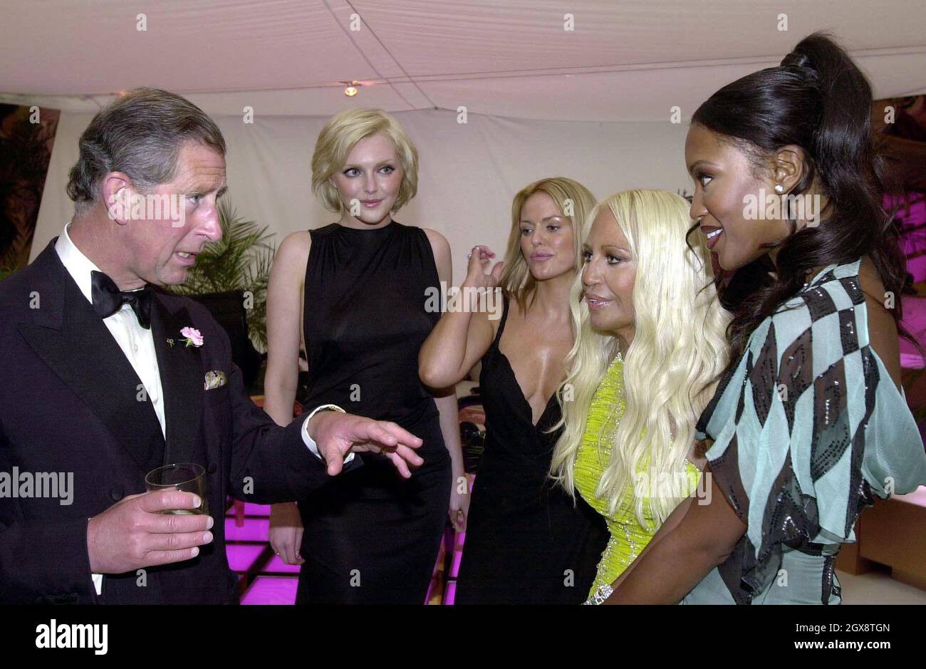 The Prince of Wales chats to (left-right) supermodel Sophie Dahl ...