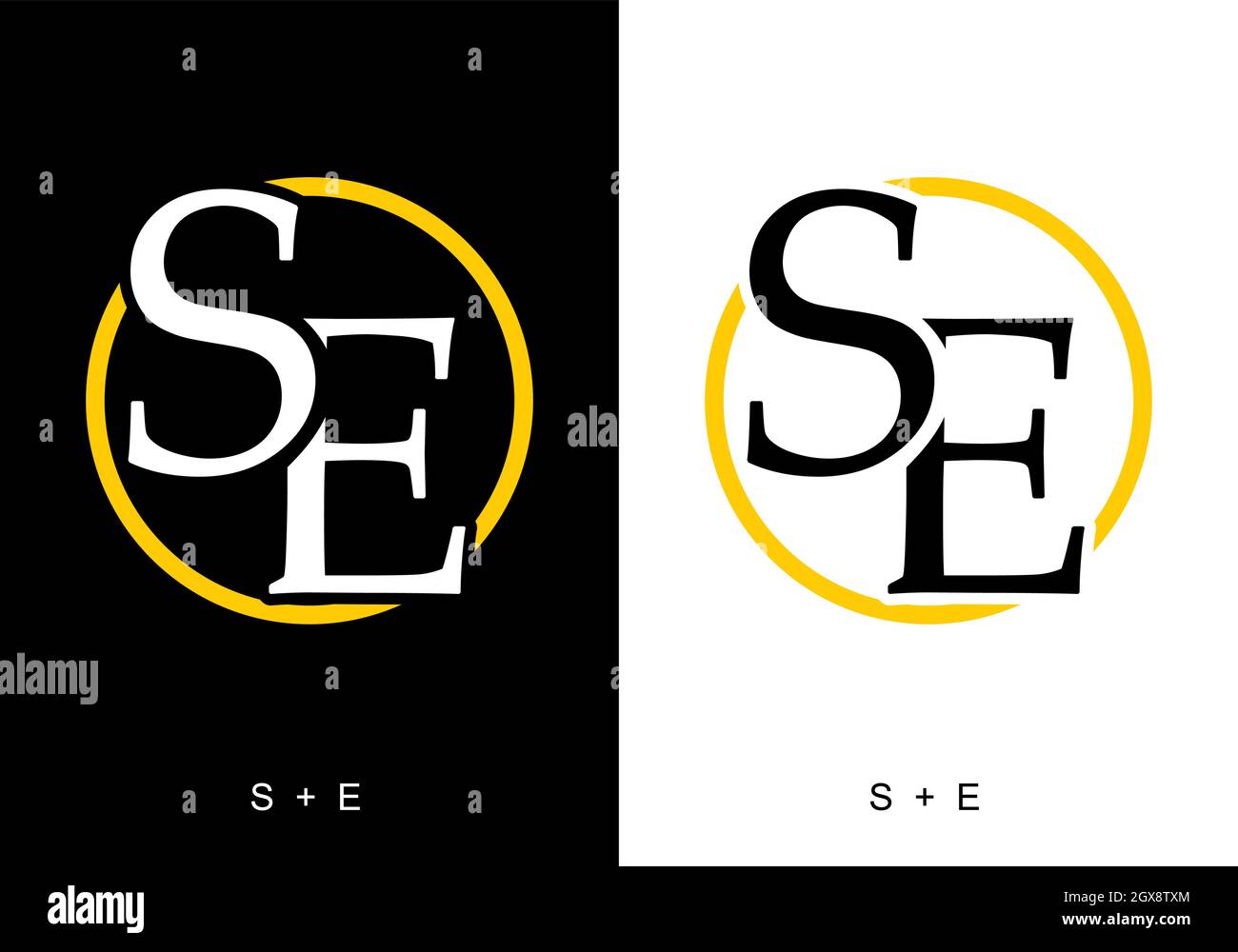 Black and white color of SE initial letter design Stock Vector Image ...