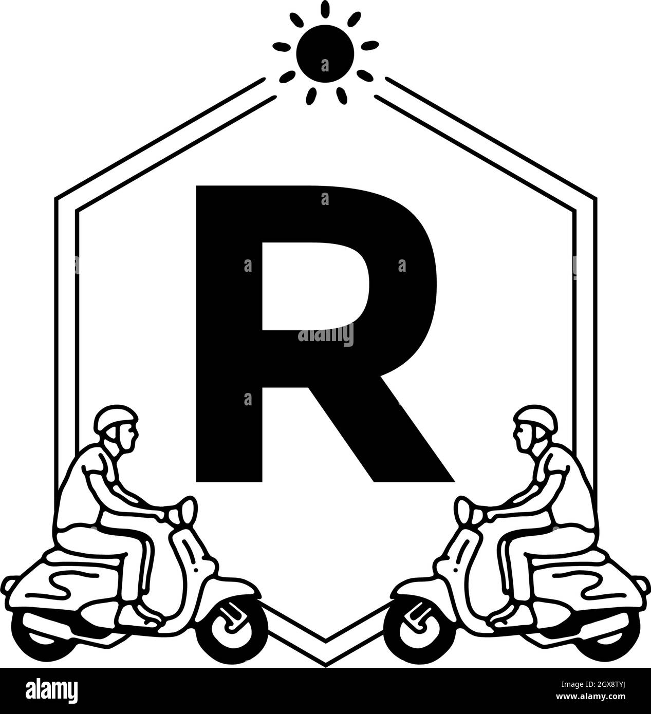 Scooter line art with R initial letter design Stock Vector Image & Art ...