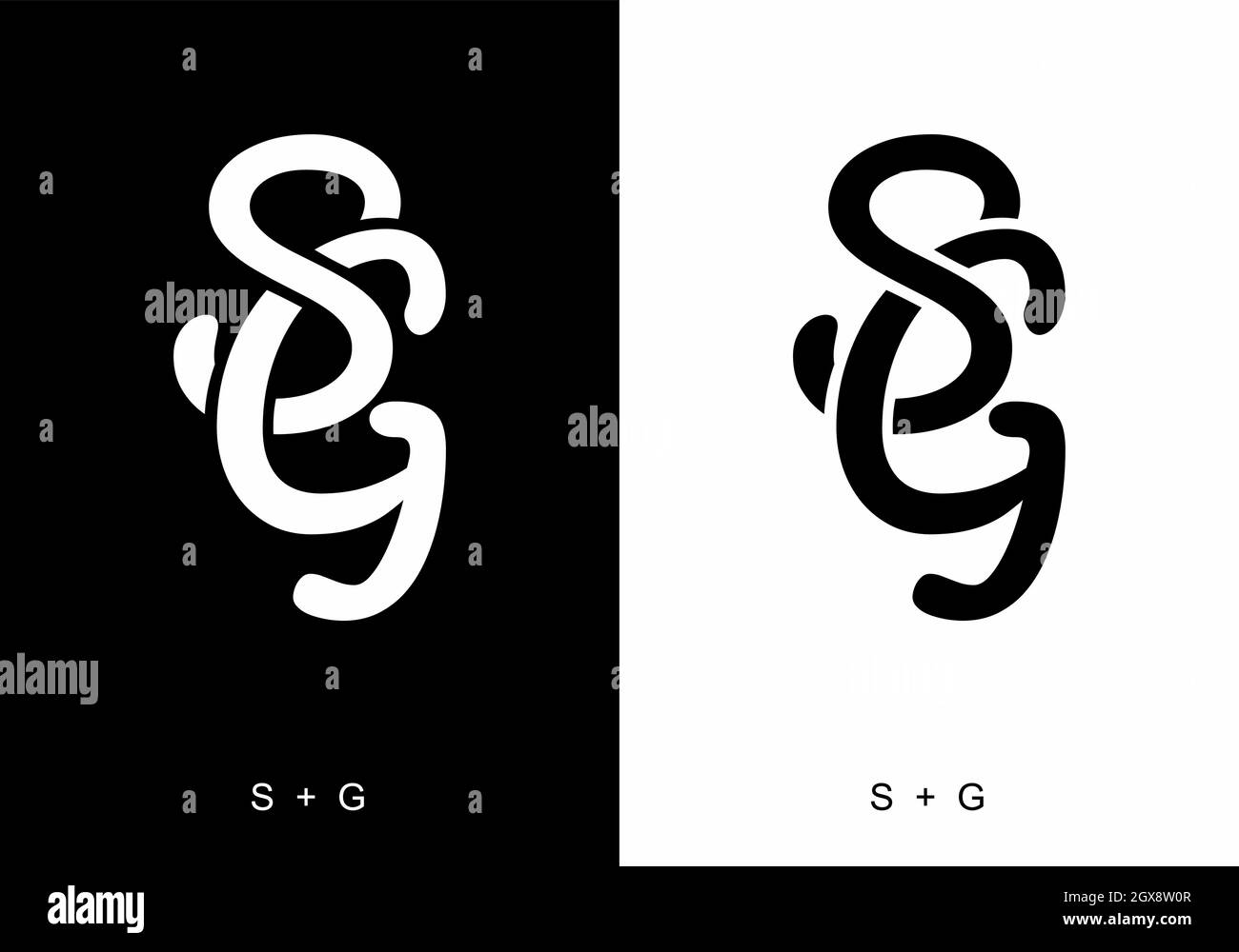 Black and white color of SG initial letter design Stock Vector Image ...