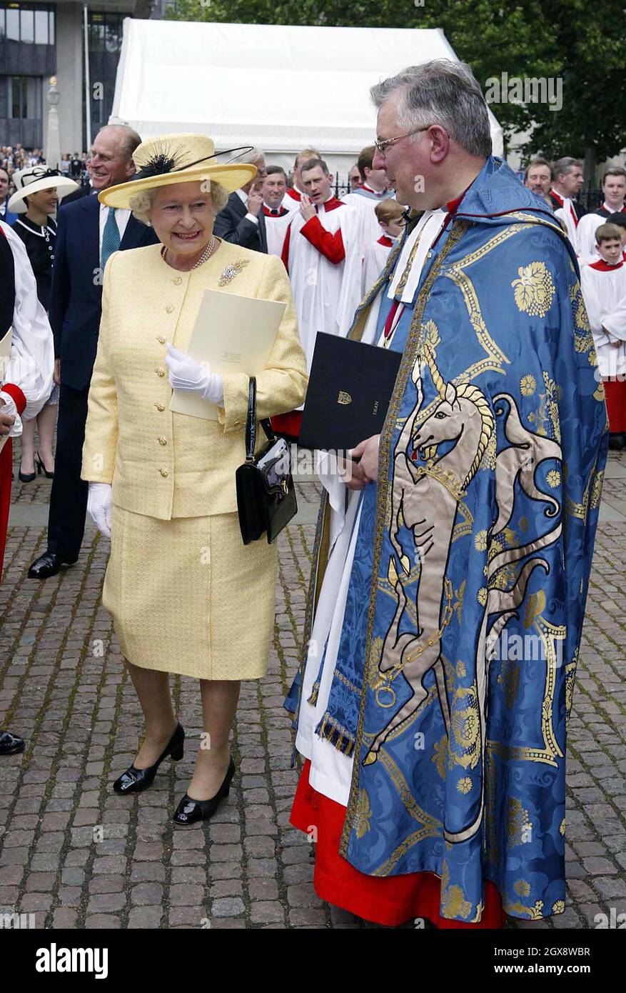 The Queen outside Westminster Abbey during the celebrations to mark the ...