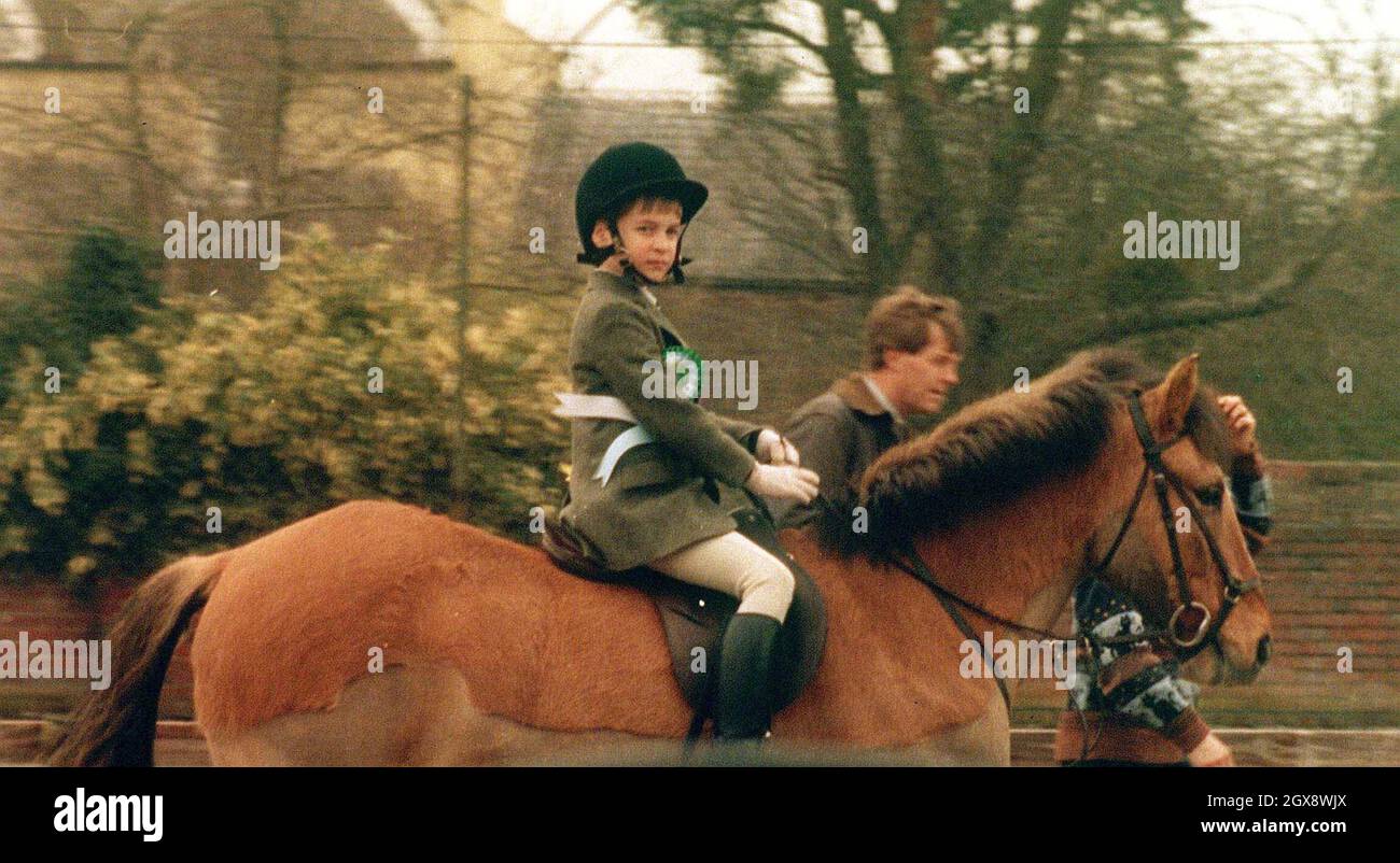 A young Prince William out riding. Photo. Anwar Hussein Stock Photo - Alamy