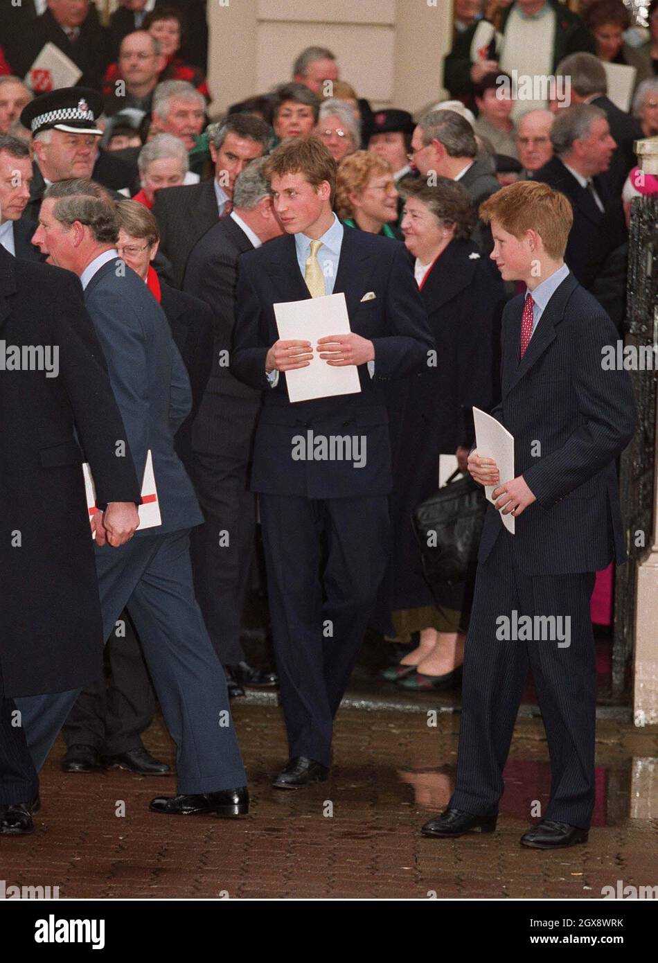 The Prince of Wales with Princes William and Harry in Cardiff, Wales in ...