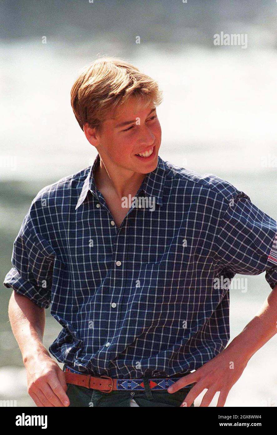 Prince William at the River Dee on his holiday to Scotland in 1997 ...