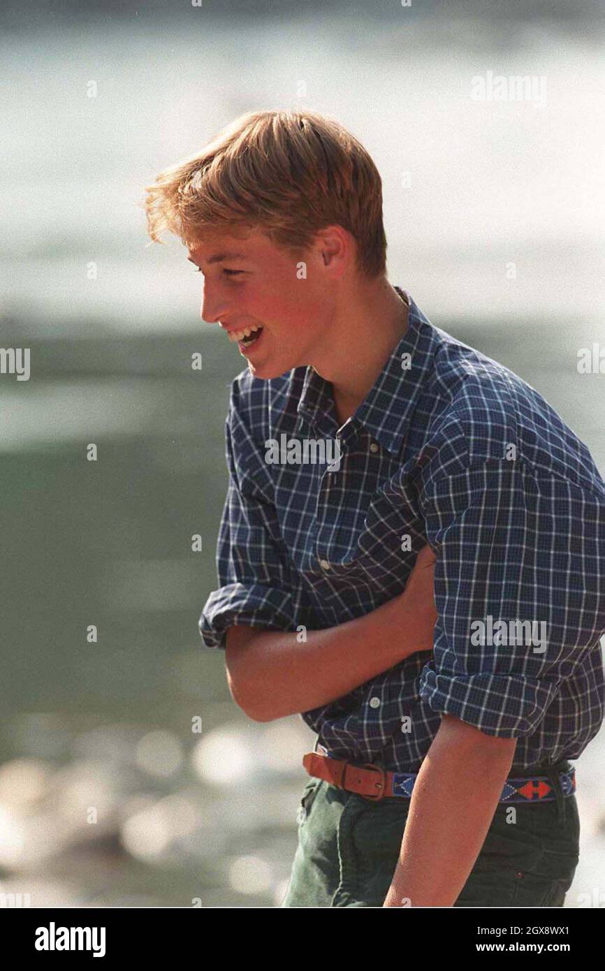 Prince William at the River Dee during his holiday to Scotland in 1997 ...