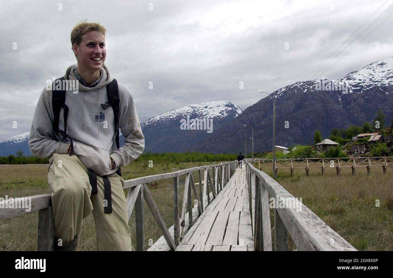 Prince William on one of the walkways in the village of Tortel ...
