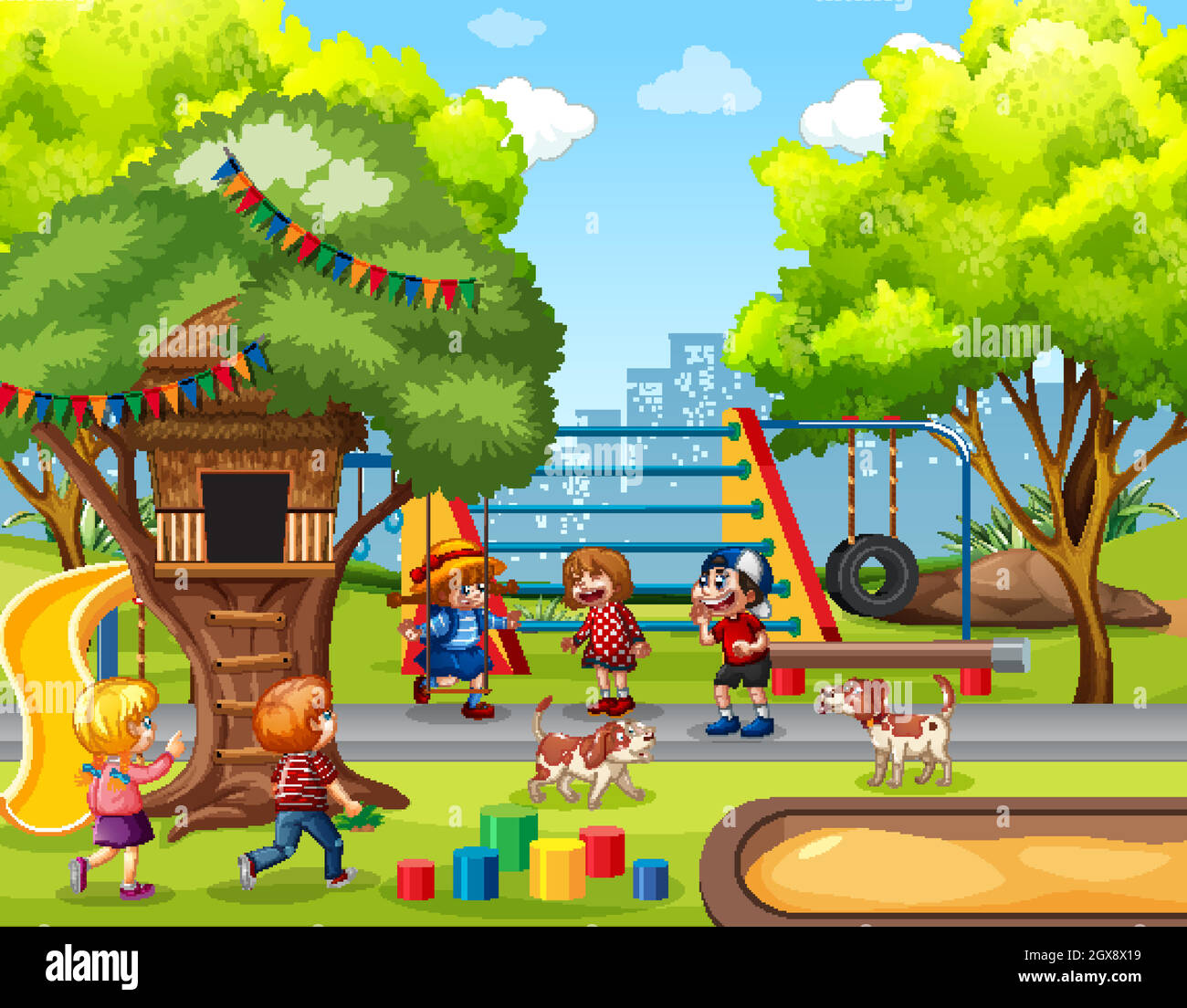 Children playing in the playground scene Stock Vector Image & Art - Alamy