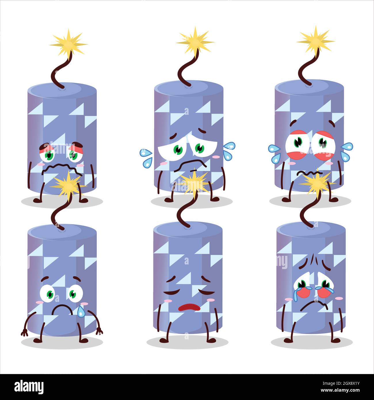 Light blue firecracker cartoon character with sad expression. Vector ...