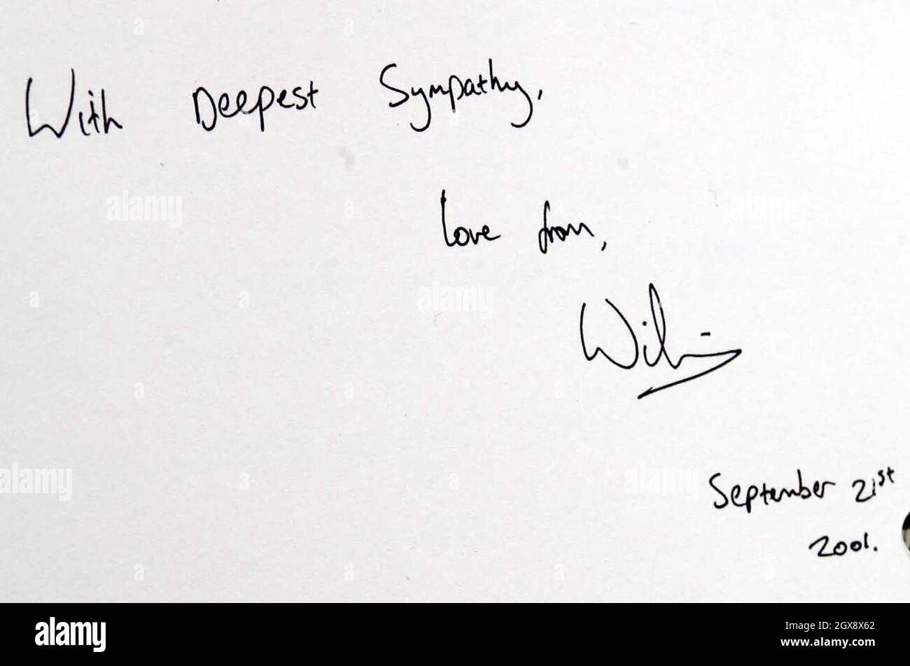 Prince William signature, written for the victims of September 11th in ...