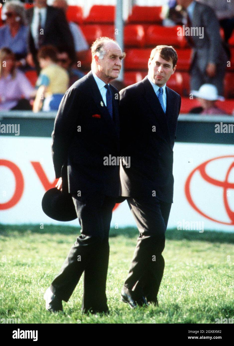 Major Ron Ferguson and Prince Andrew walk together at Windsor Horse ...