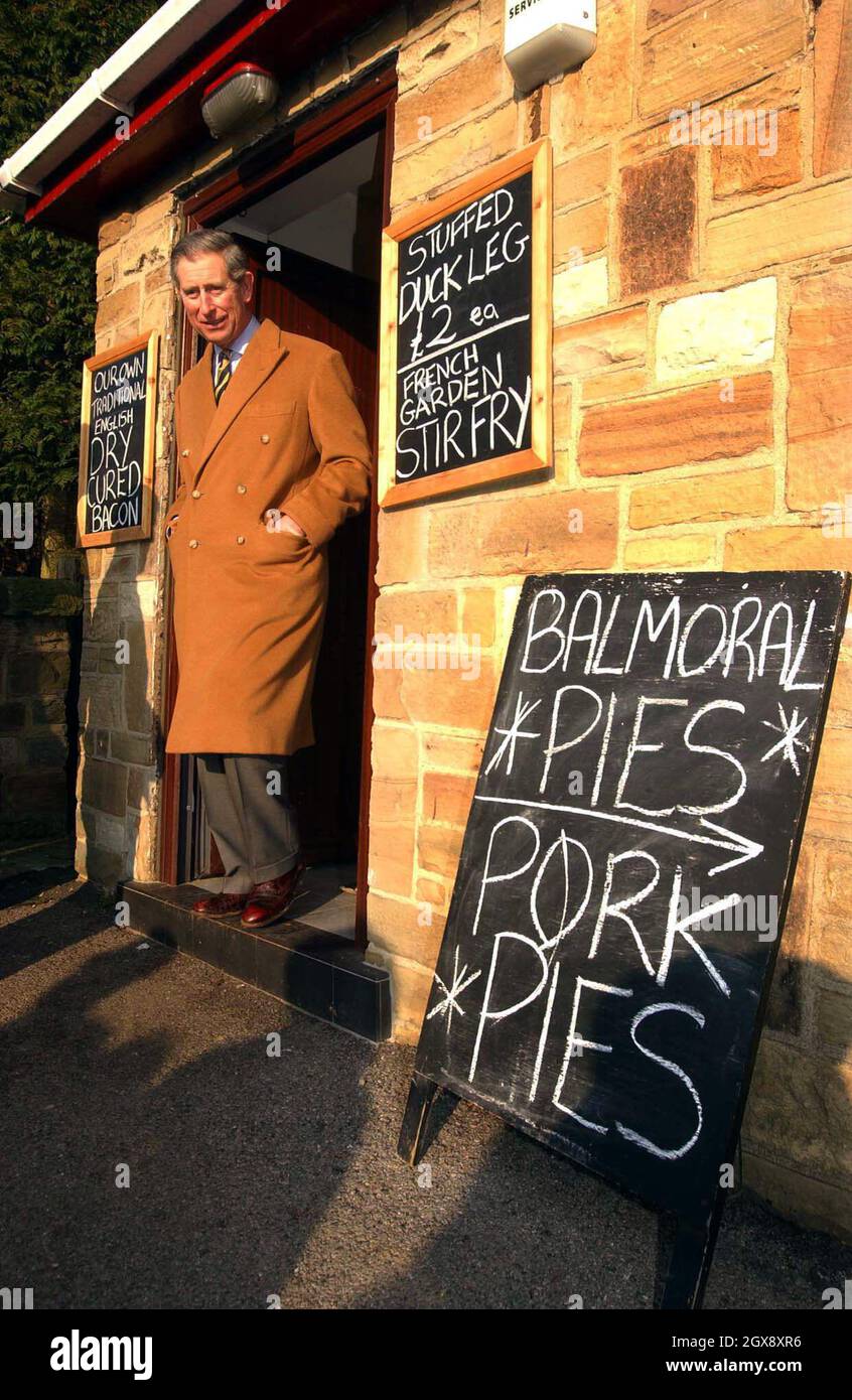 The Prince of Wales calls into a local butcher in the village of East ...