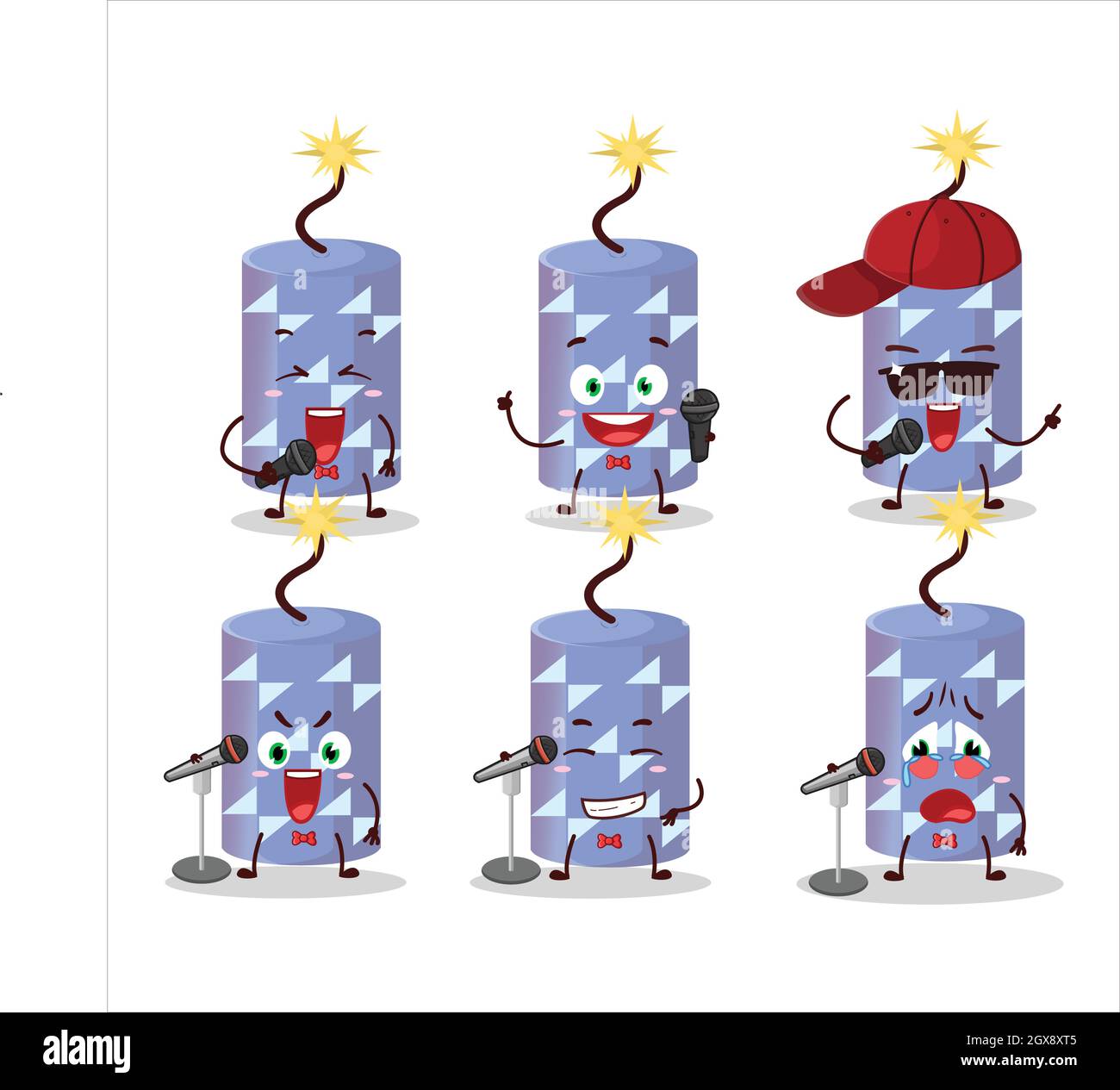 A Cute Cartoon design concept of light blue firecracker singing a ...