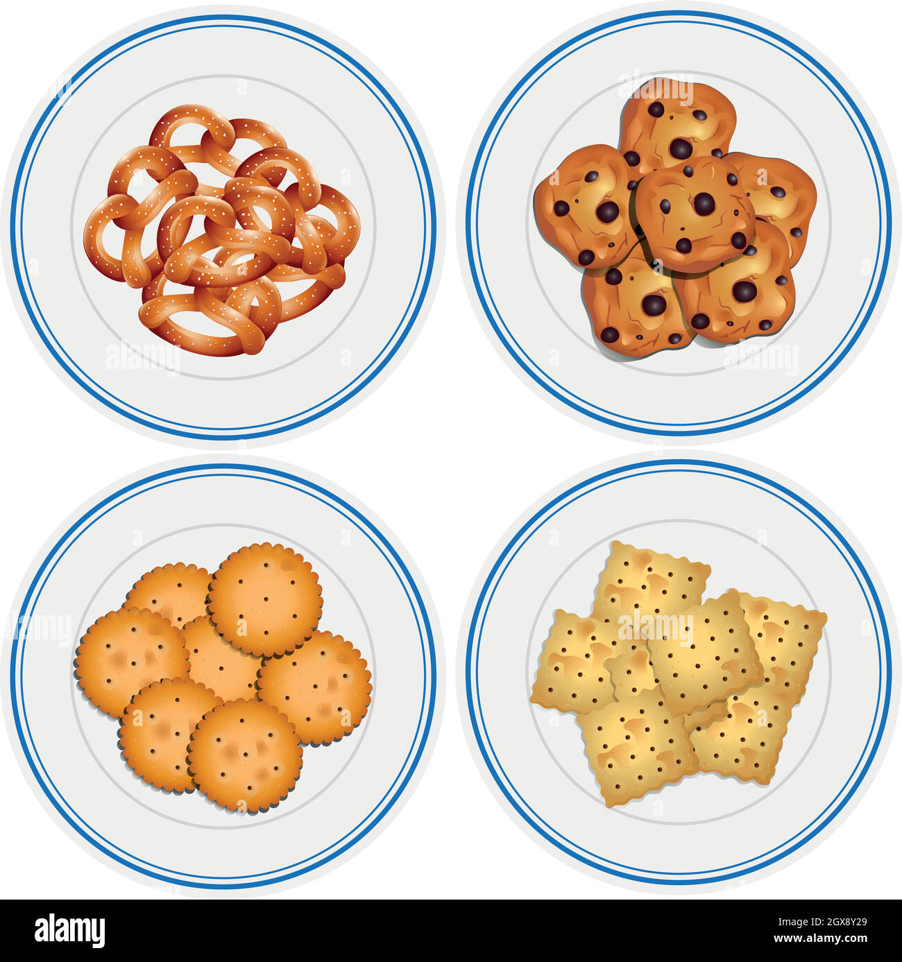 Four kids on snacks on the plates Stock Vector Image & Art - Alamy