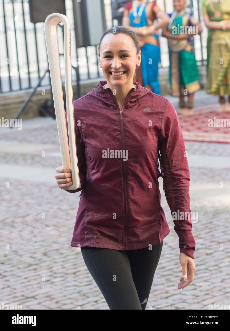 Jessica Ennis-Hill holds the Commonwealth baton art the launch of the ...