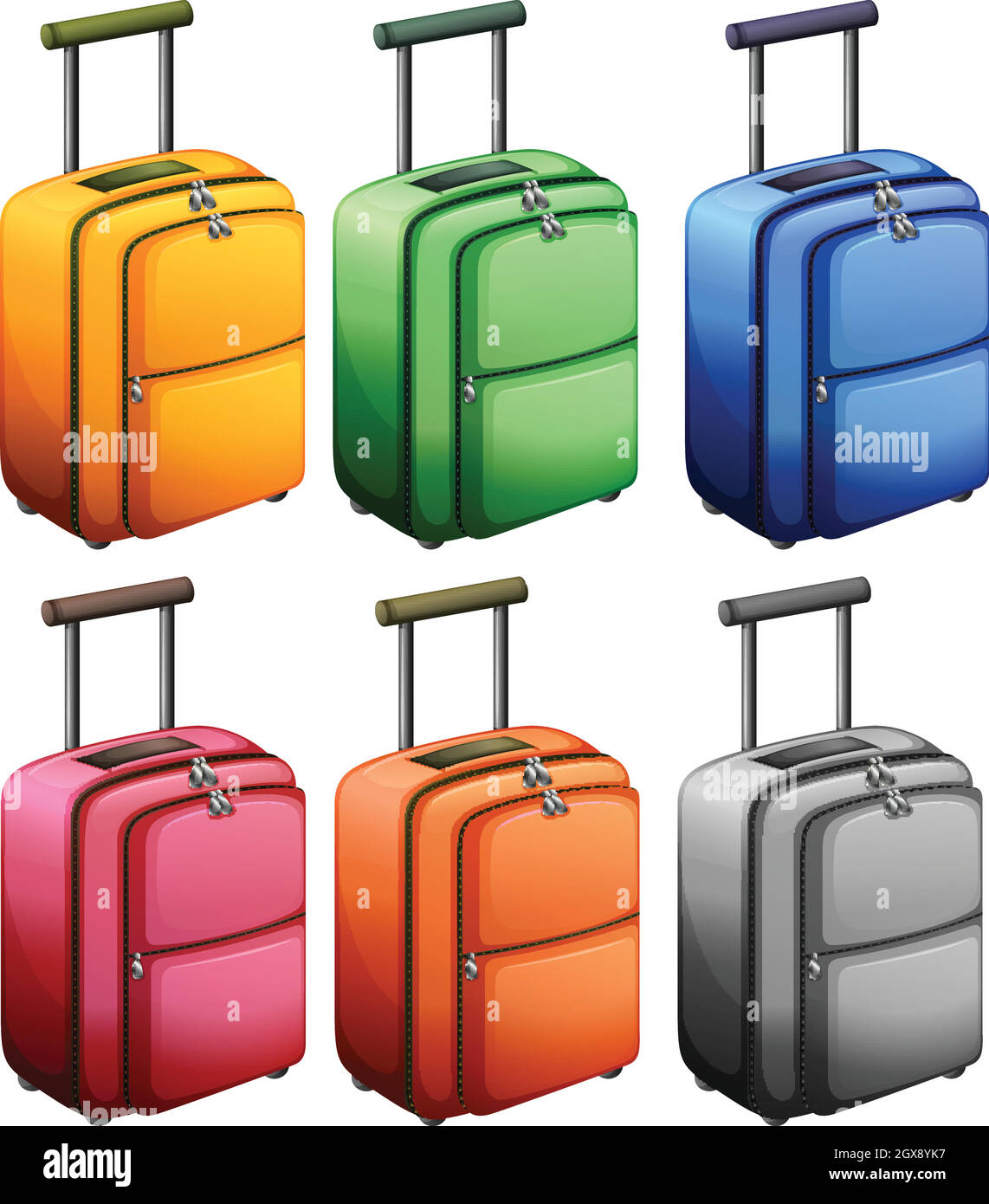 Luggages in six colors Stock Vector Image & Art - Alamy