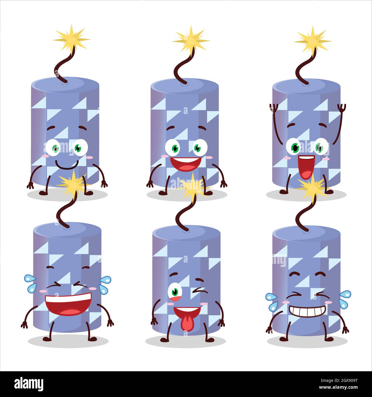 Cartoon character of light blue firecracker with smile expression ...