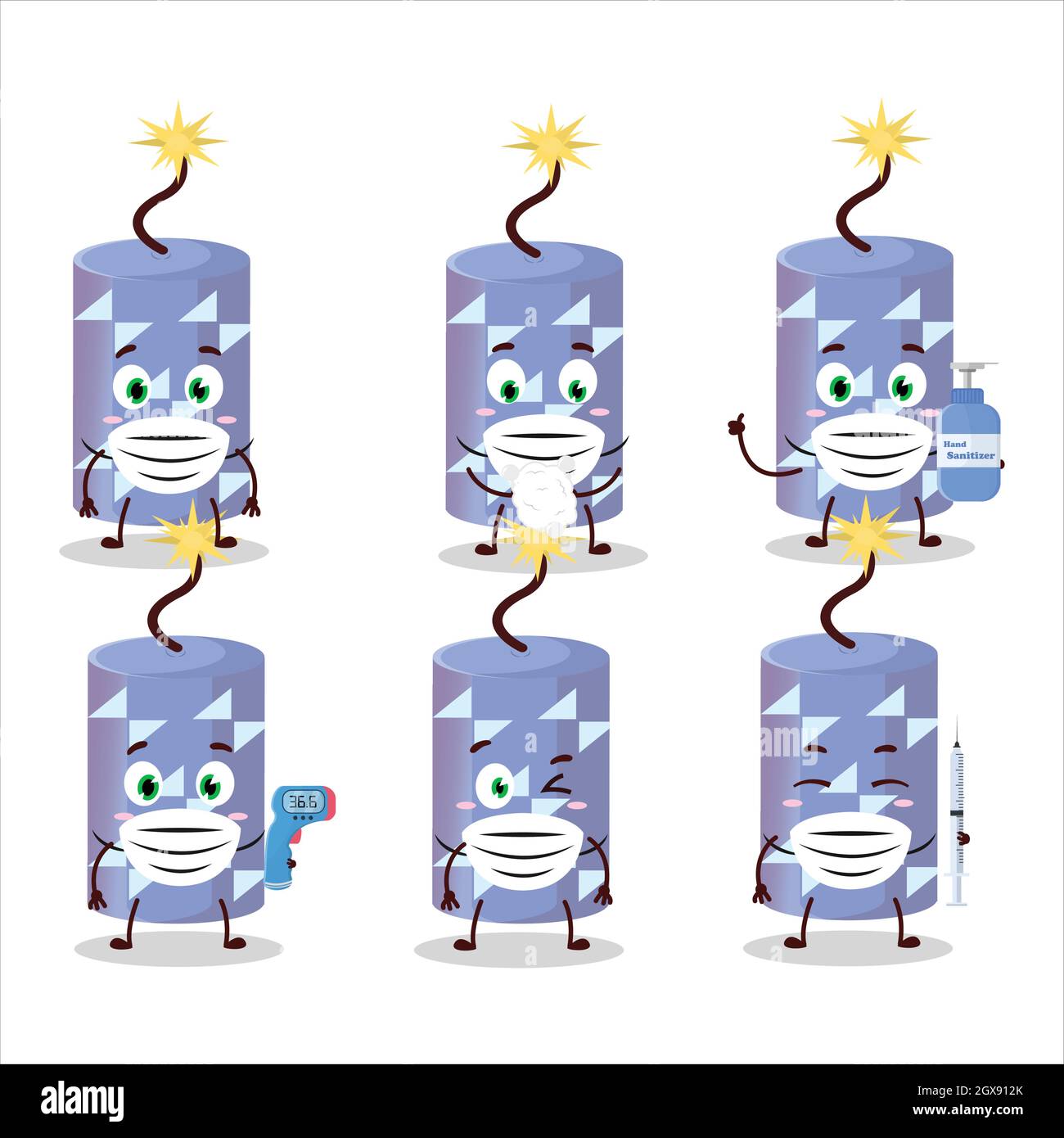 A picture of light blue firecracker cartoon design style keep staying ...