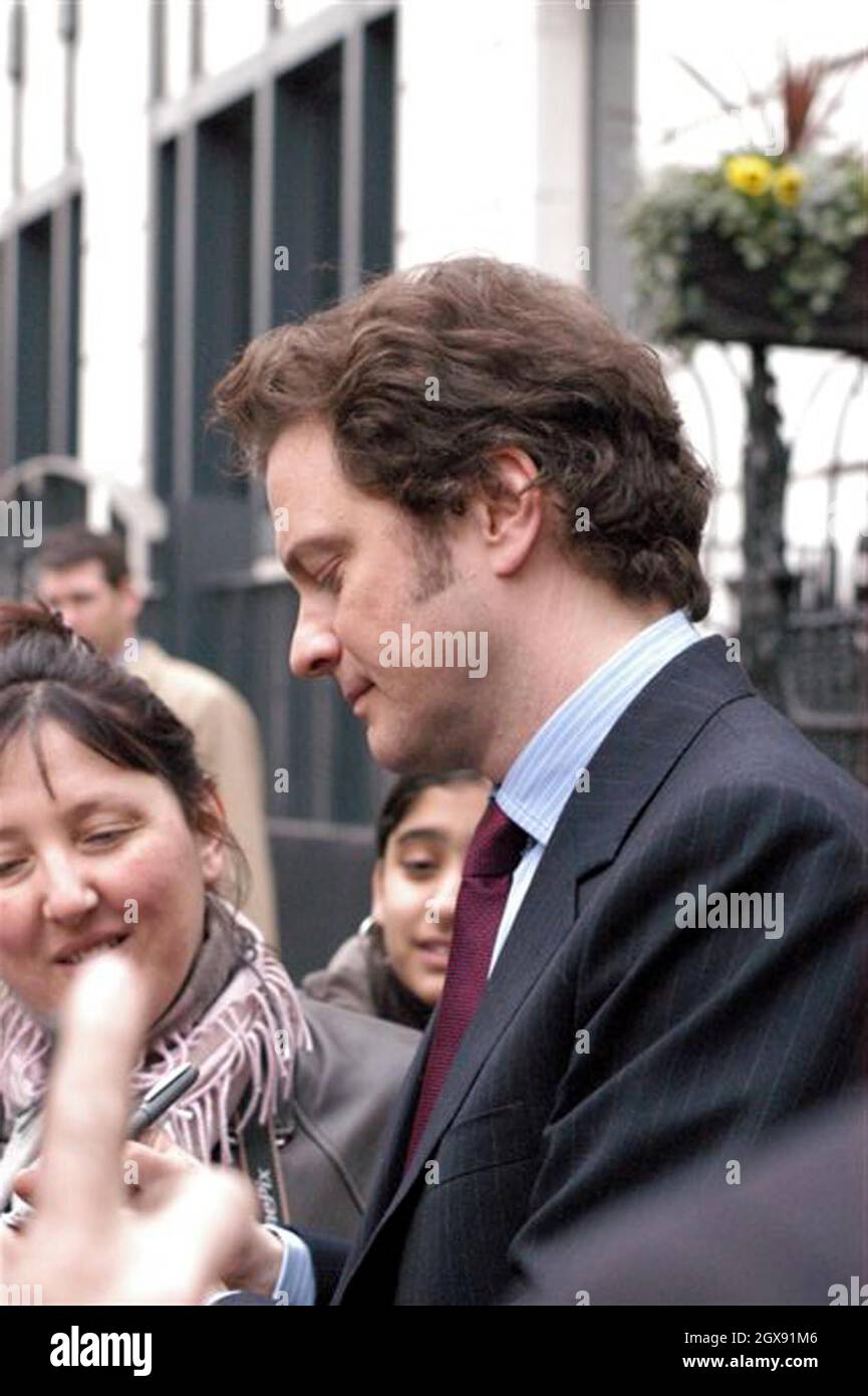 Colin Firth on the set of the second Bridget Jones' Diary film at ...