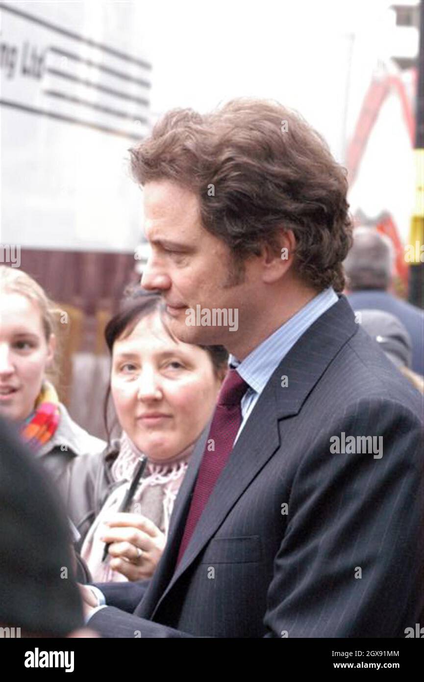 Colin Firth on the set of the second Bridget Jones' Diary film at ...