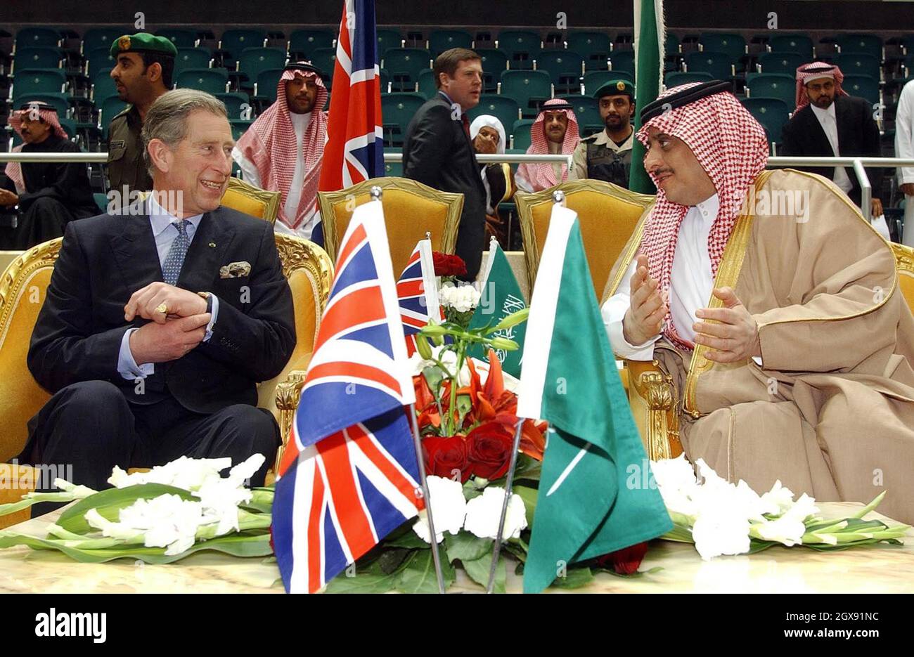 The Prince of Wales (left) and the Prince Sultan of Saudi Arabia, talk ...