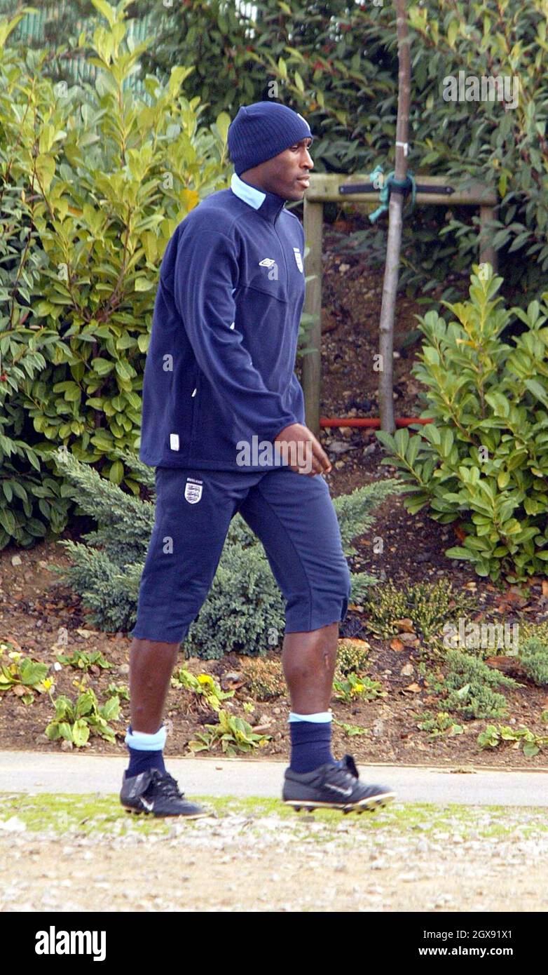 Sol Campbell at the training session for the England football team. The ...