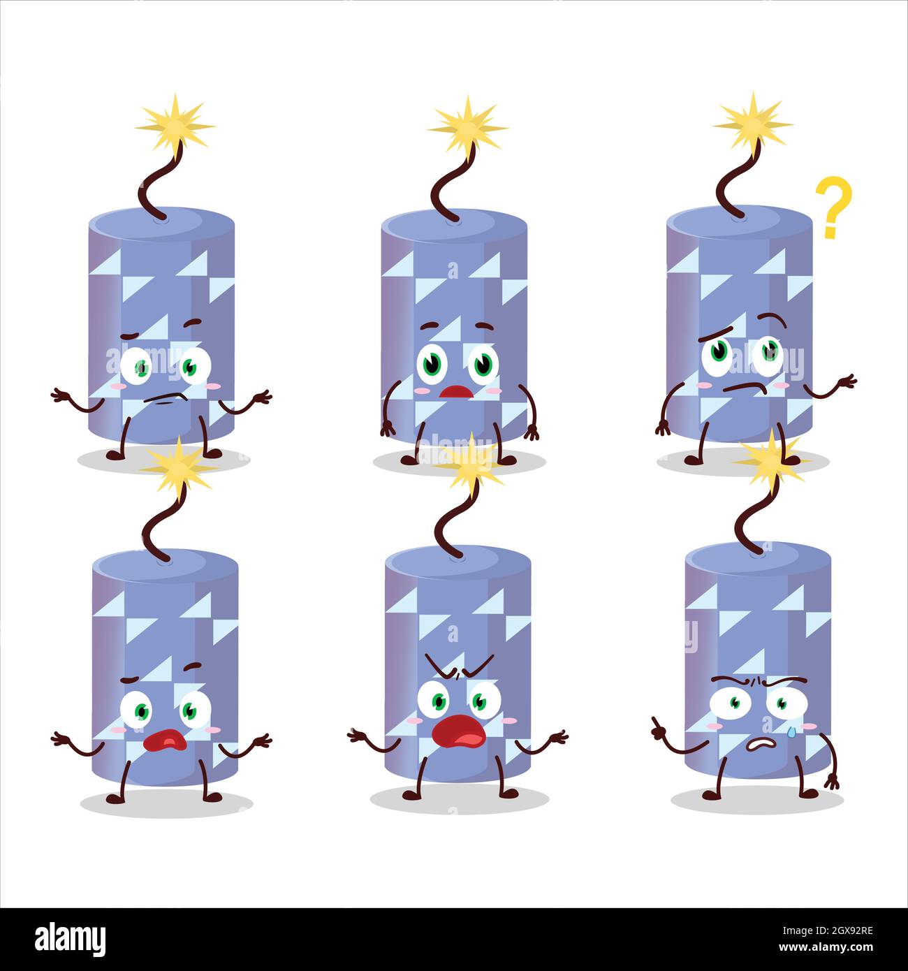 Cartoon character of light blue firecracker with what expression ...