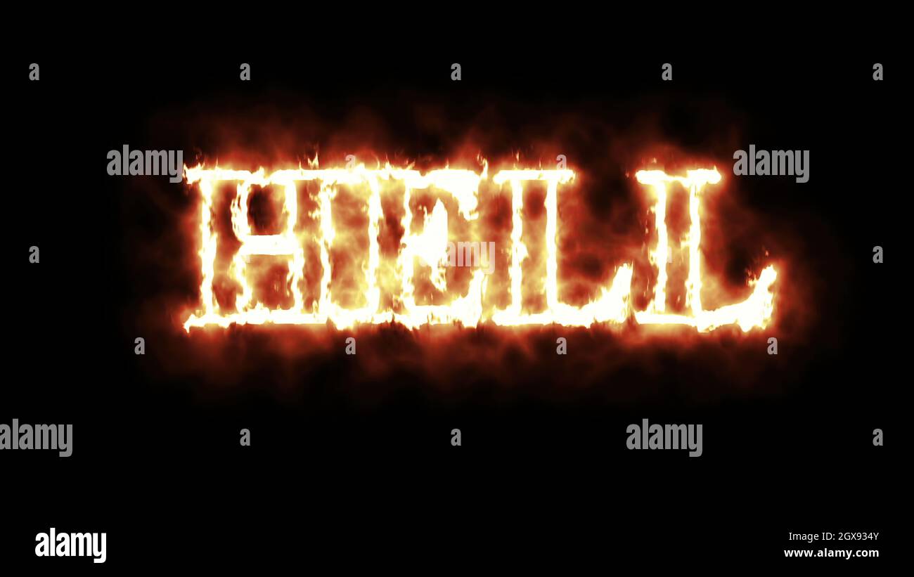 3d illustration - Concept Of Word Hell In Fire Stock Photo - Alamy